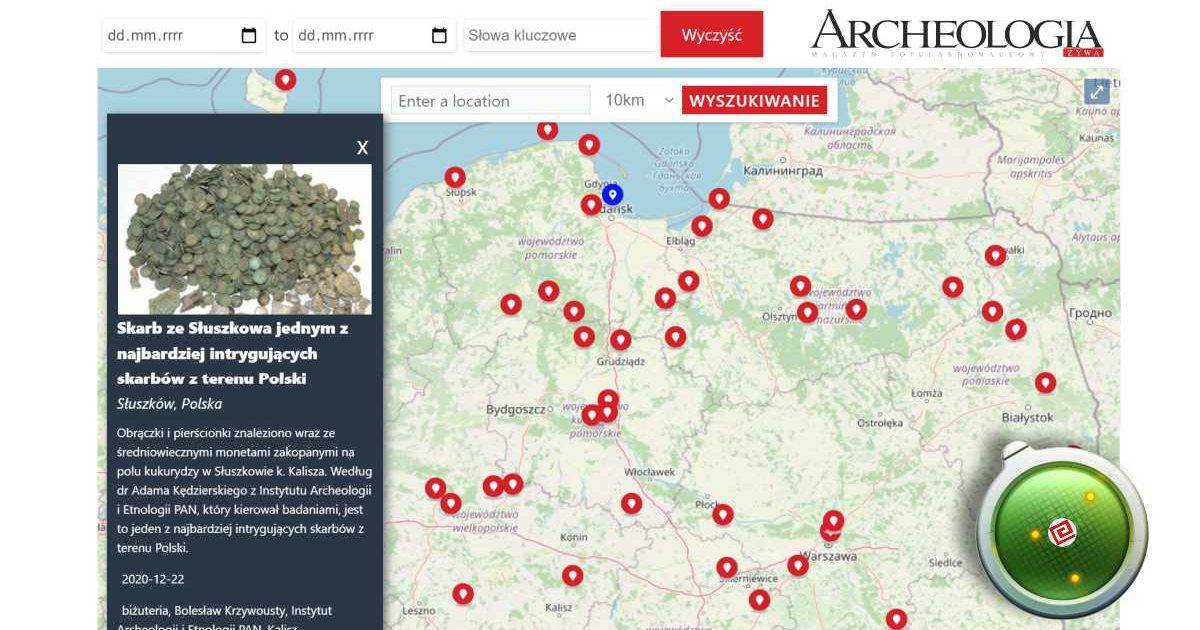 Mapa odkryć archeologicznych | Radar Archeologii Żywej
